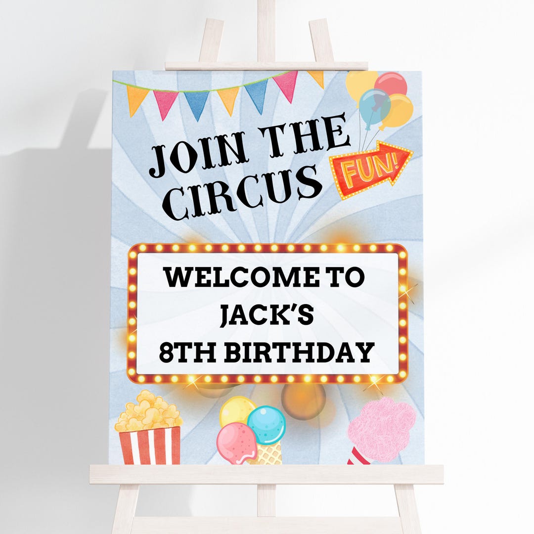 Circus Welcome Sign Editable Carnival Party Decorations Circus Theme ...