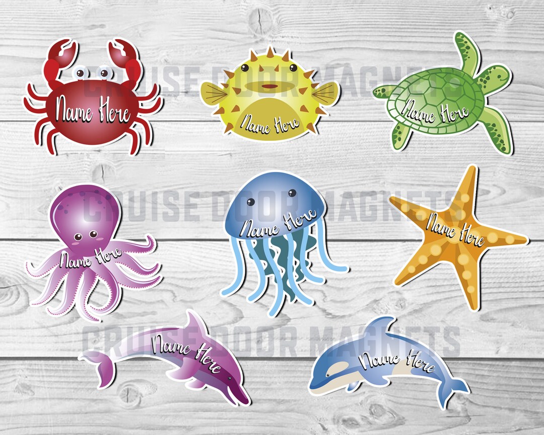 Sea Creatures Personalized Cruise Door Magnets: Stateroom Decor - Etsy