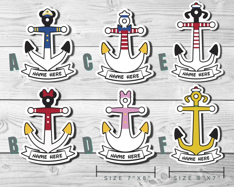 Fab 6 Sailor Anchors - Personalized Disney Cruise Door Magnet, Decor ...