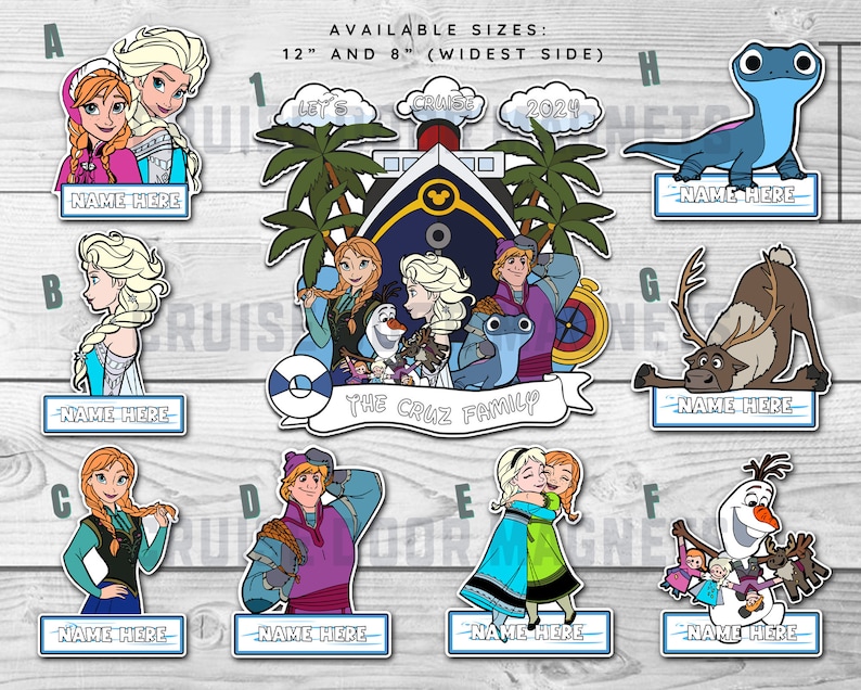 Frozen Lets Cruise 2026 Personalized Disney Cruise Door Magnets - Front ...