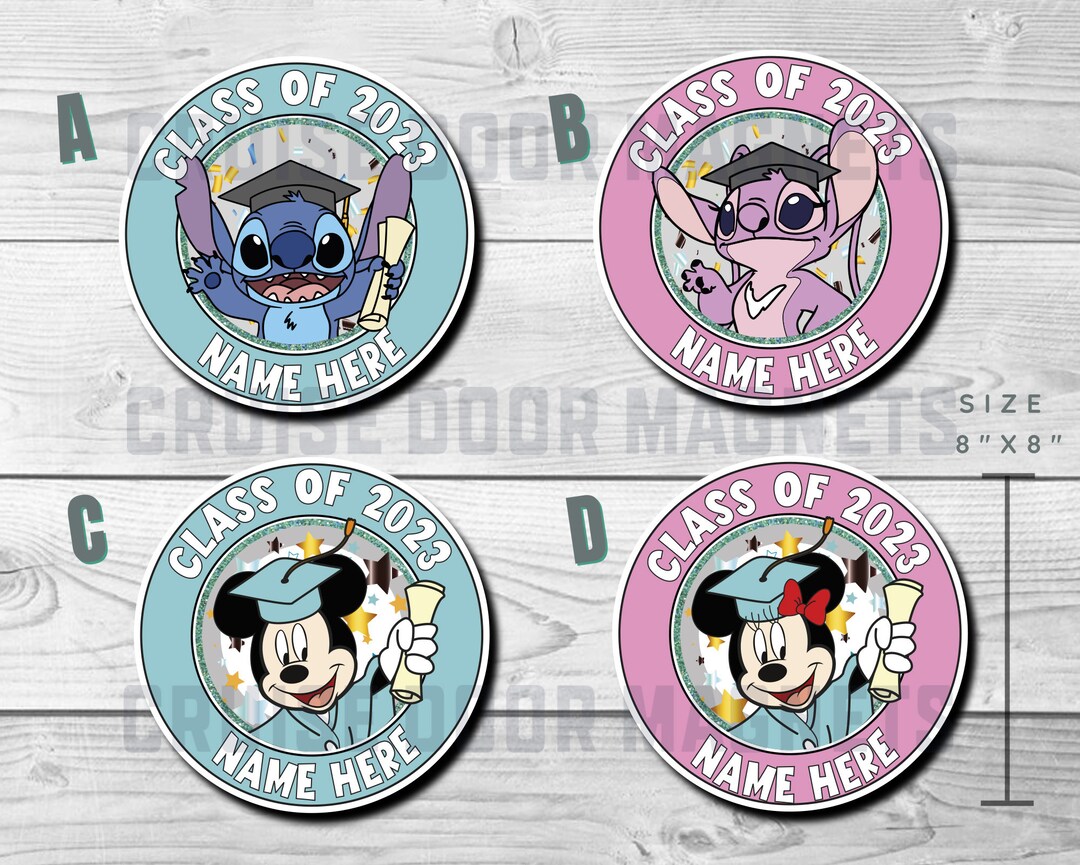 Stitch Angel Mickey Minnie Graduation Magnets Personalized - Etsy