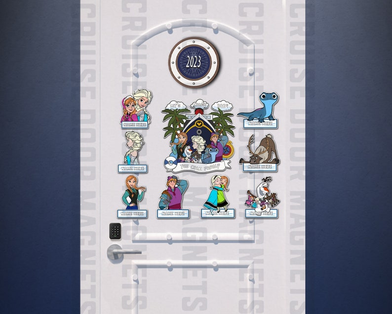 Frozen Lets Cruise 2026 Personalized Disney Cruise Door Magnets - Front ...