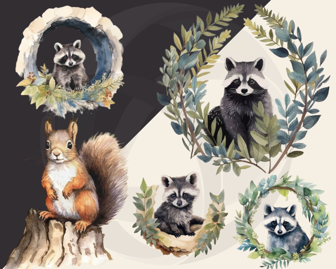 Watercolor Woodland Animals Clipart, Woodland Clipart, Baby Animals ...