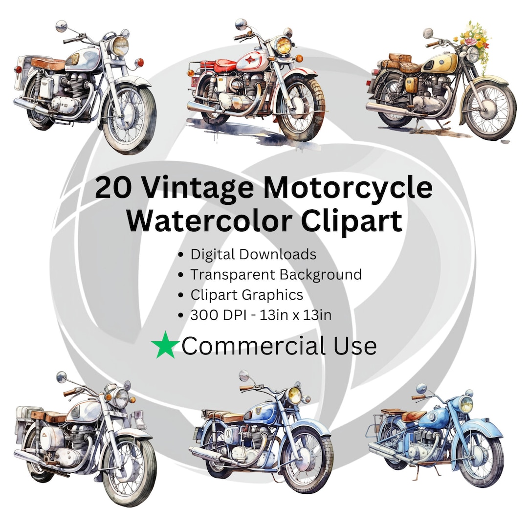 20 Watercolor Vintage Motorcycle Clipart - Motorcycle PNG | Transparent ...