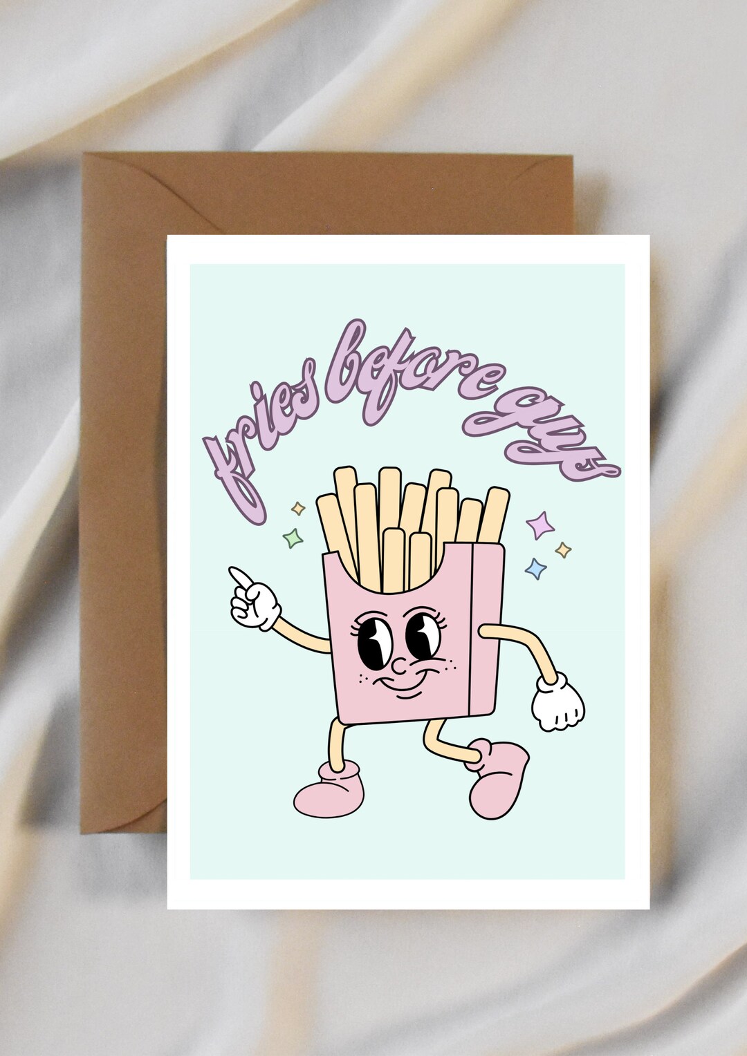 Galentines Day Card, Fries Before Guys, Valentines Day, Vintage Card ...