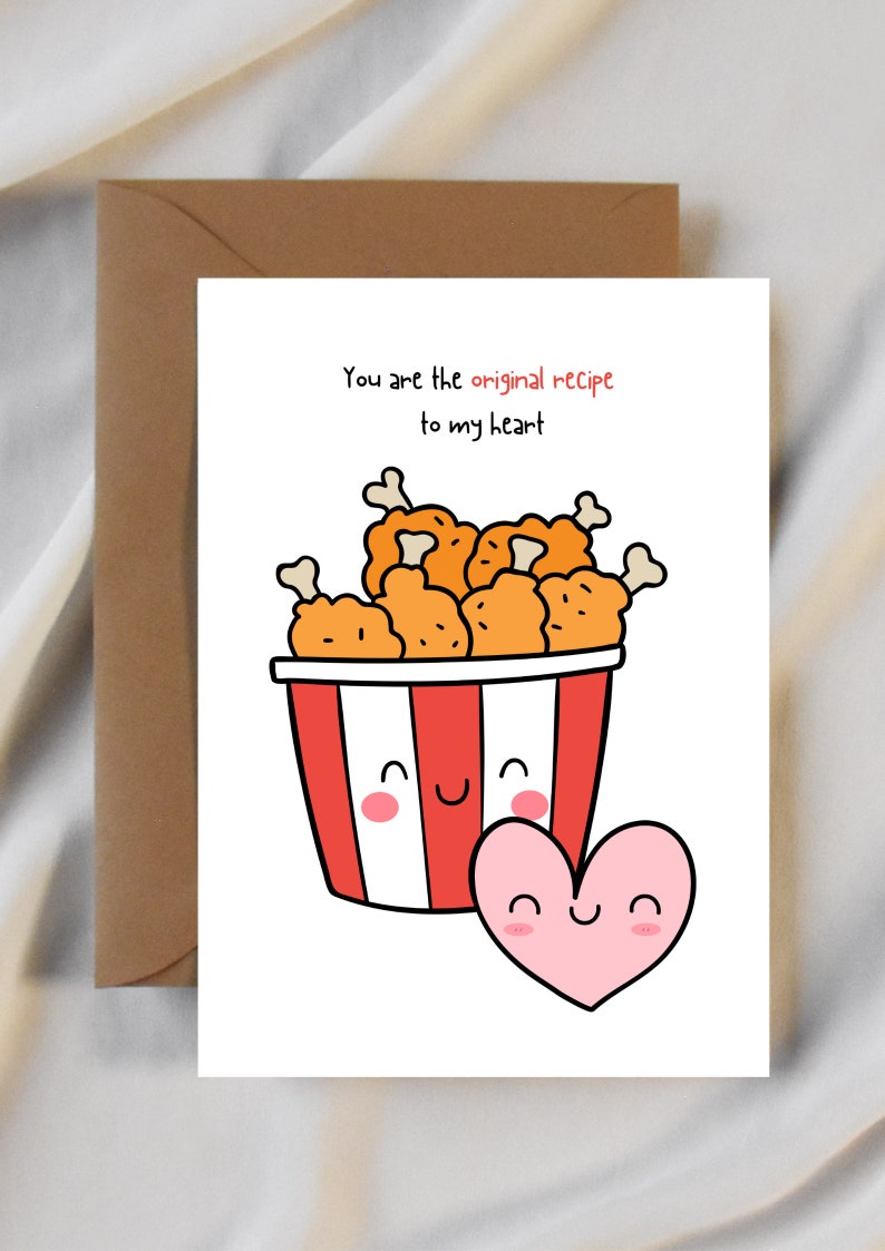 KFC Valentine's Day Card, Fried Chicken Love Card, Cute Kawaii Card ...