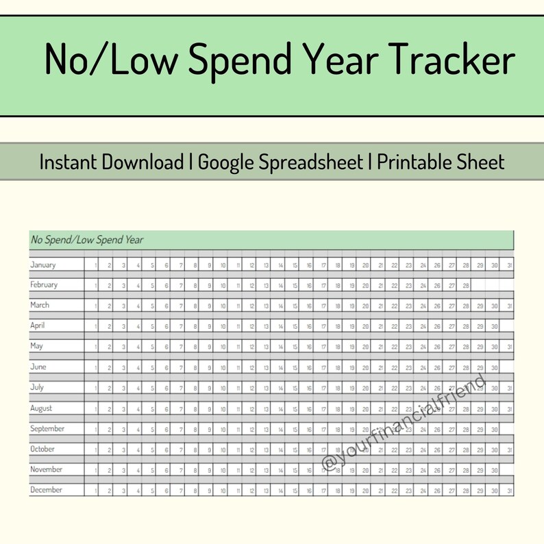 No Spend Year Tracker - Etsy