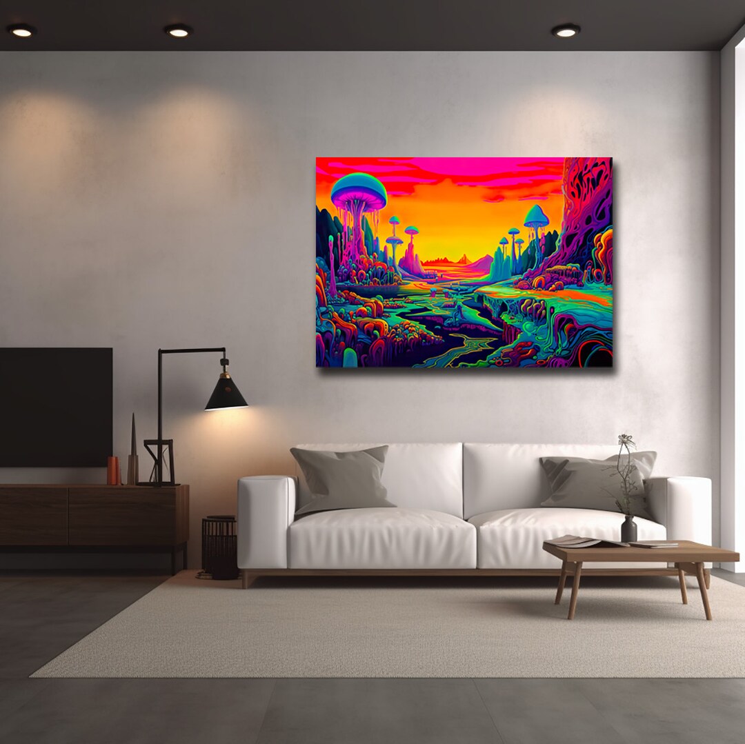 Neon Art Landscape Salvador Dali Trippy Land Shrooms Art Trippy Wall ...