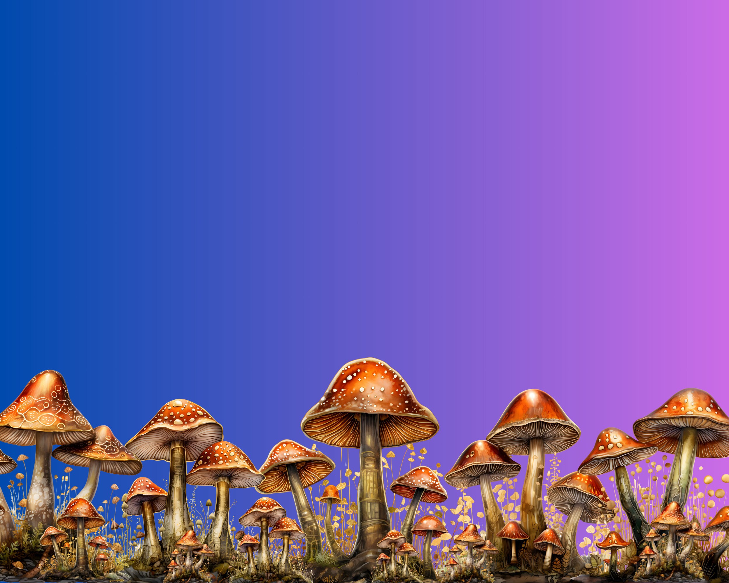 Fairyland Bronze Mushrooms Clipart Pack, Magical Metallic Mushrooms ...