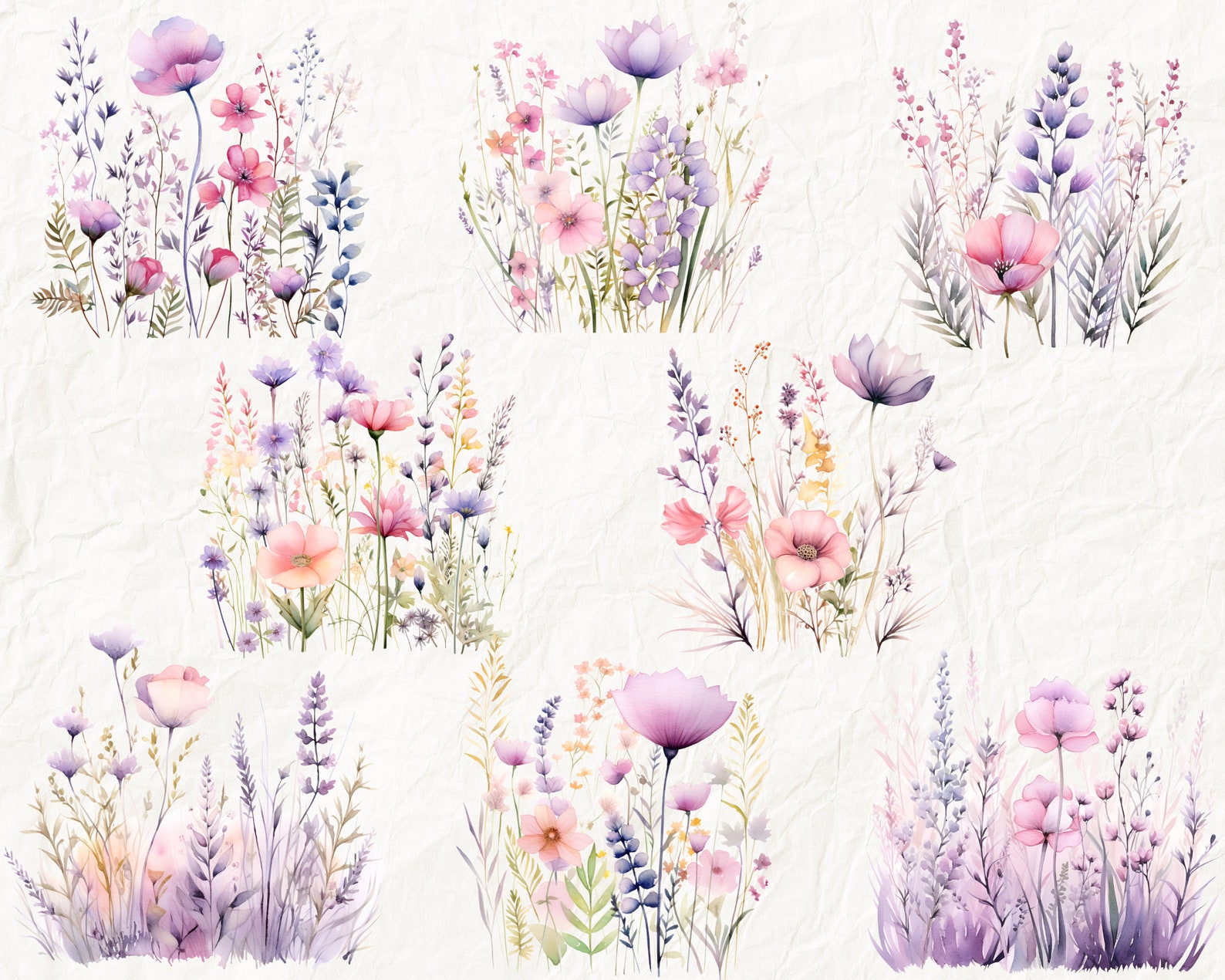 Watercolor Pastel Wildflower Clipart, Wild Floral Watercolor PNG ...