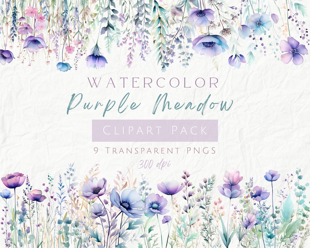 Watercolor Spring Meadow Flowers Clipart, Wedding Invitation Florals ...