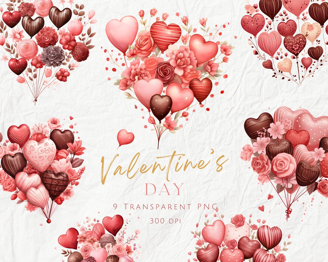 Pink Valentine's Day Clipart Pack, Anniversary Clipart, Relationship ...