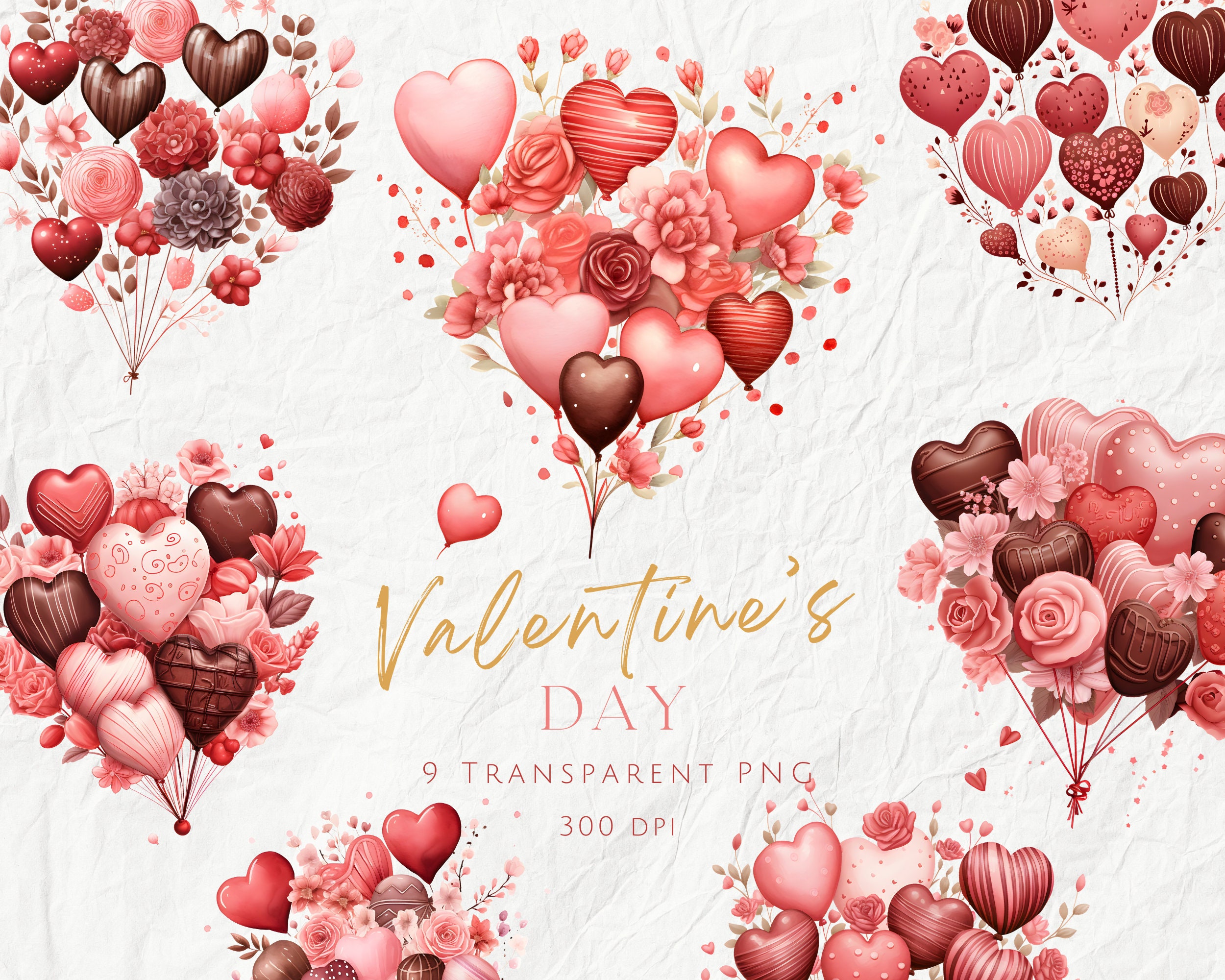 Pink Valentine's Day Clipart Pack, Anniversary Clipart, Relationship ...