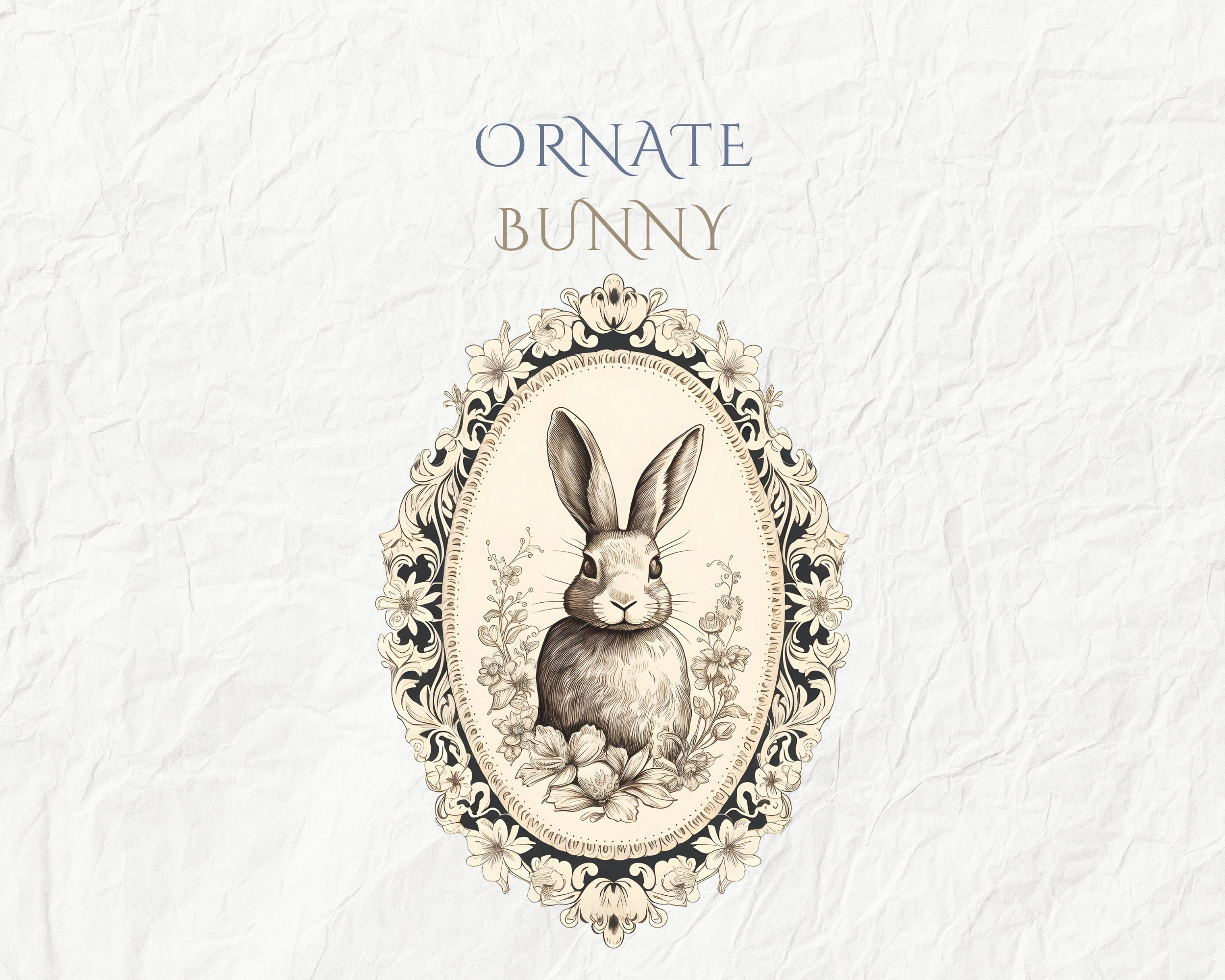 Vintage Ornate Easter Bunny Clipart Pack, Nostalgic Easter Holiday ...