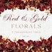 Red and Gold Floral Clipart, Elegant Floral Graphics for Invitations ...