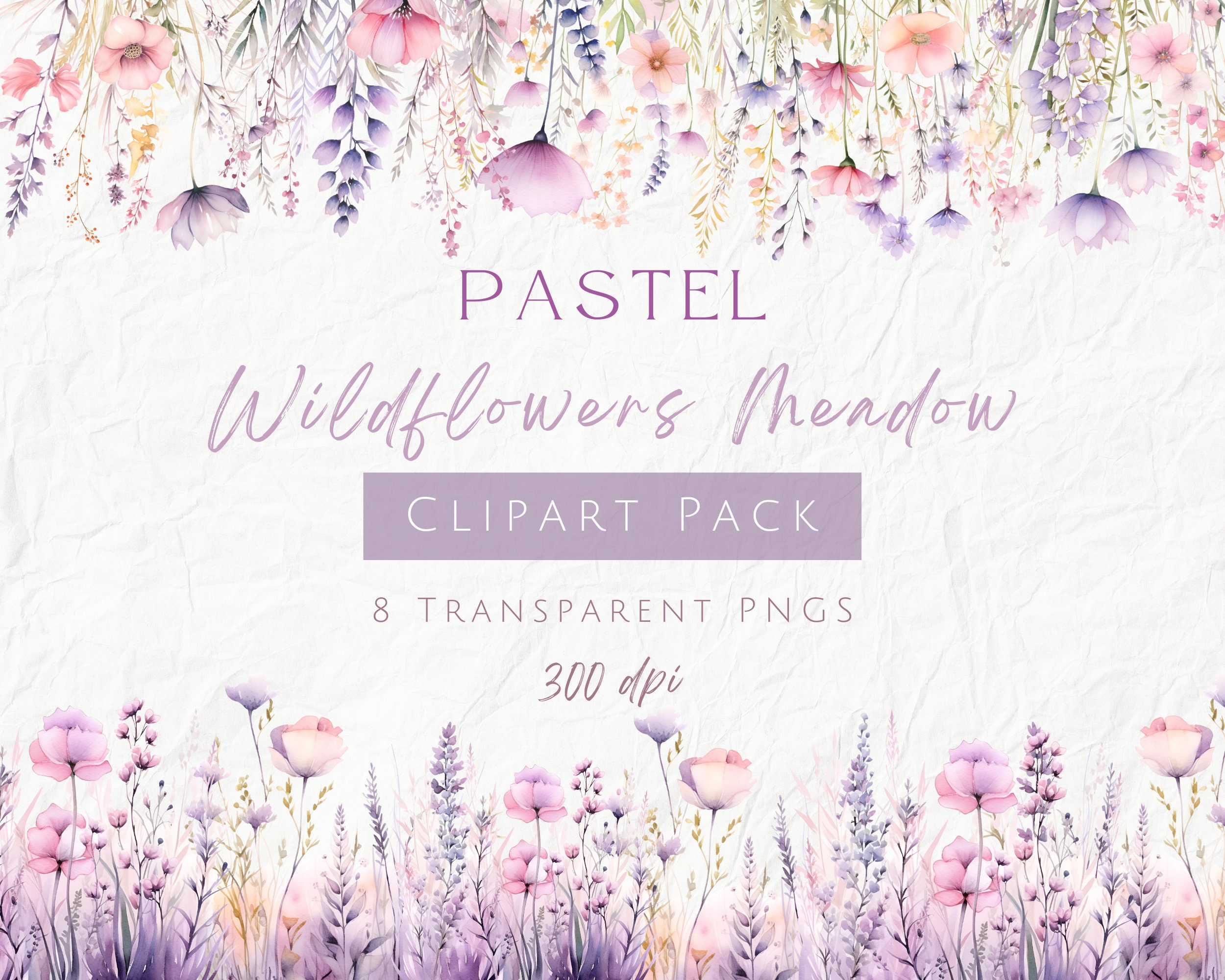 Watercolor Pastel Wildflower Clipart, Wild Floral Watercolor PNG ...