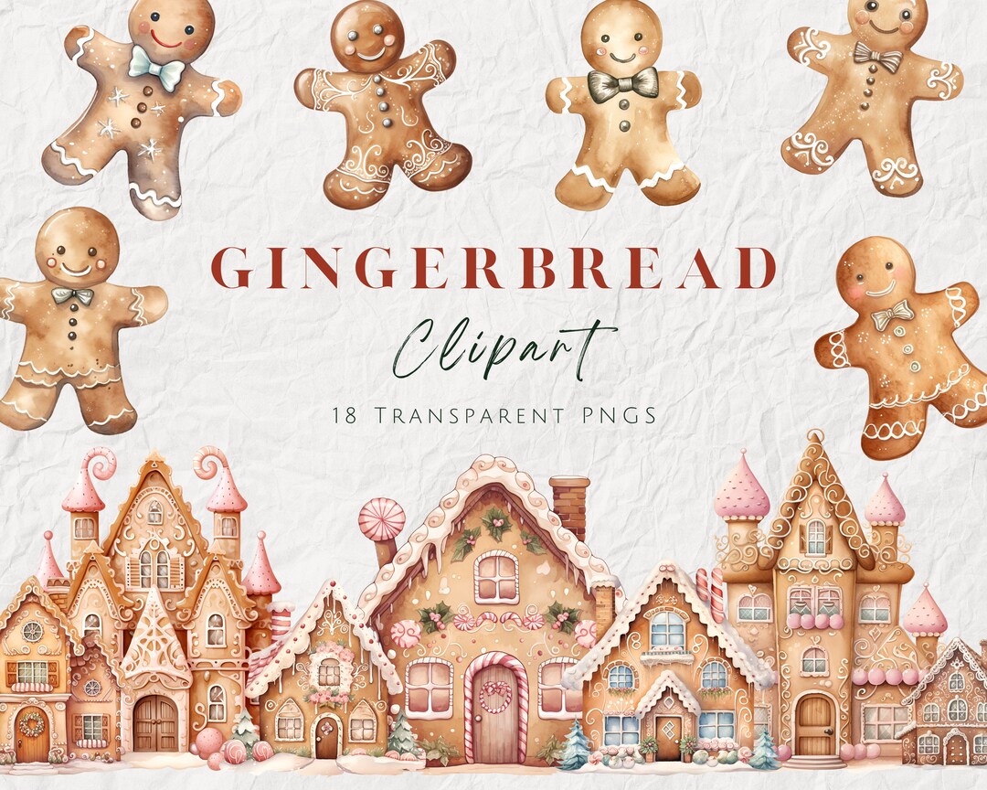Watercolor Gingerbread Man Clipart, Cute Christmas Cookie Clipart ...