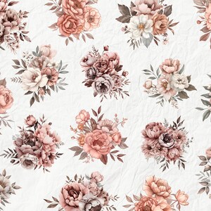 Rustic Boho Floral Bouquet Clipart Pack, Rose Peony Flower Bouquet ...