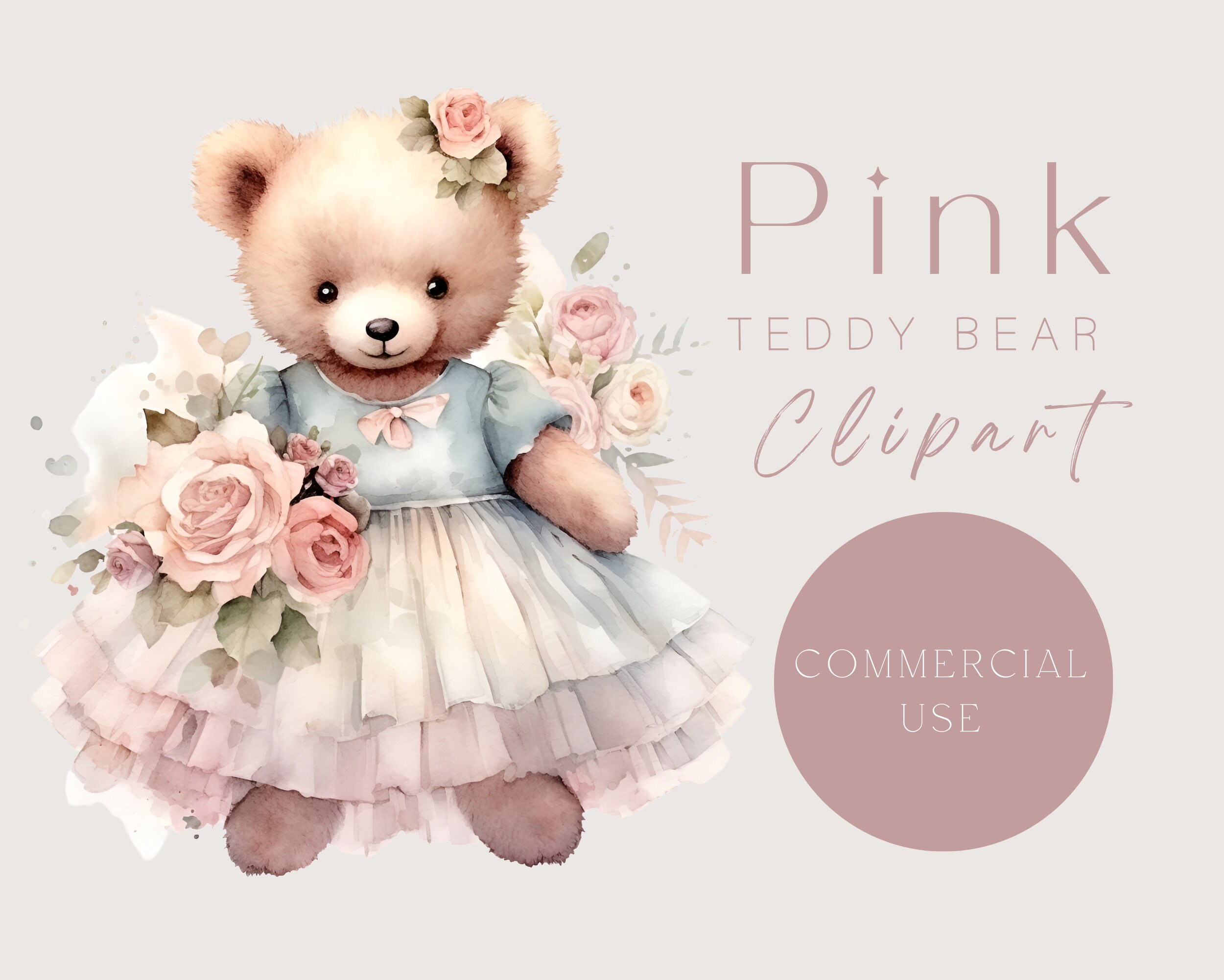 Pastel Pink Teddy Bear Clipart, Commercial Use, Transparent Pngs ...