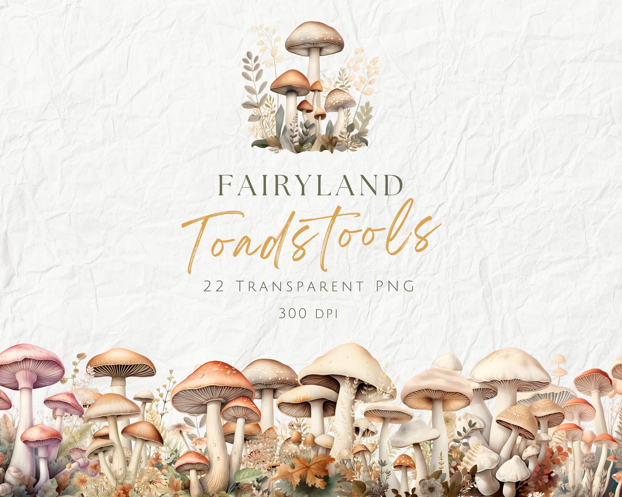 Fairyland Toadstools Clipart Pack, Magical Enchanted Wild Mushrooms ...
