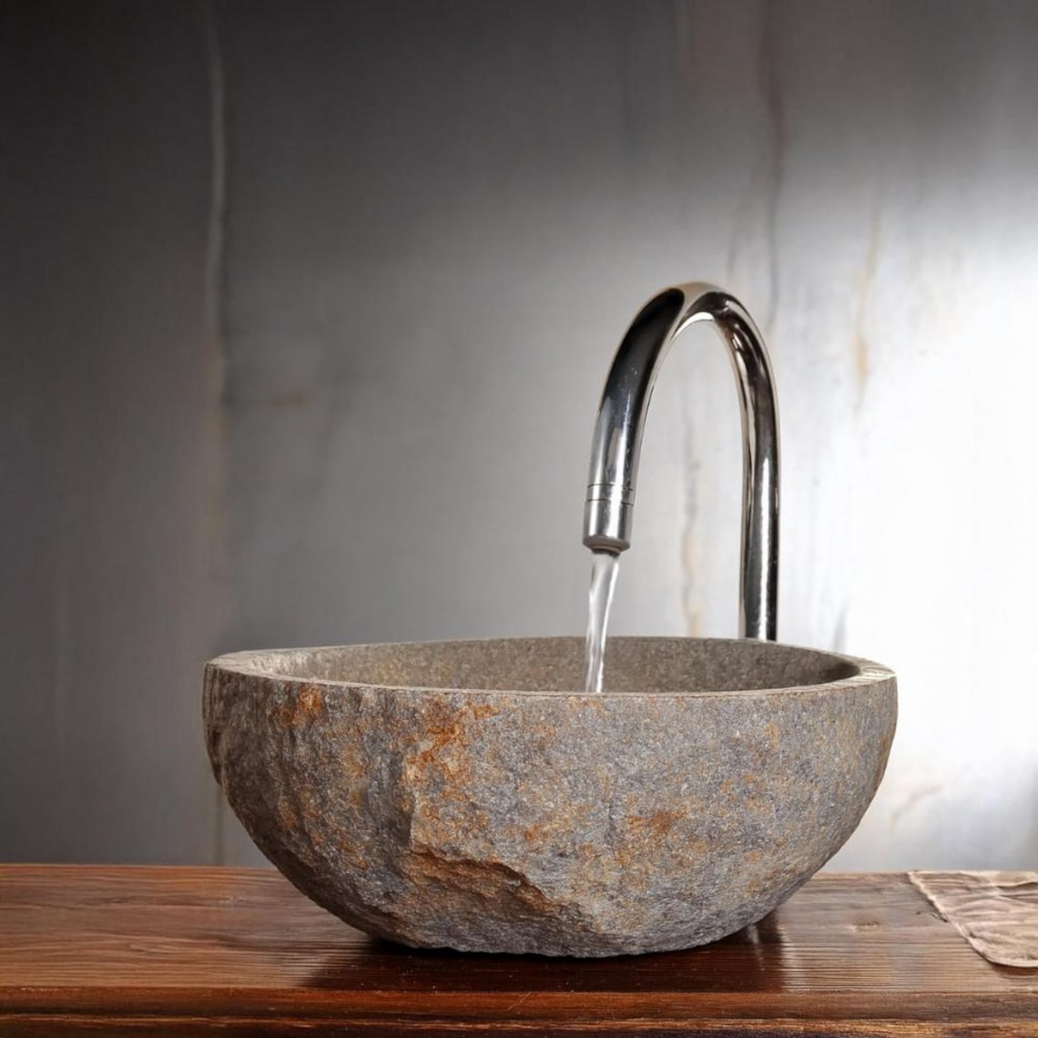 Natural Rock Granite Stone Sink Handcrafted Wash Basin for Bathroom ...