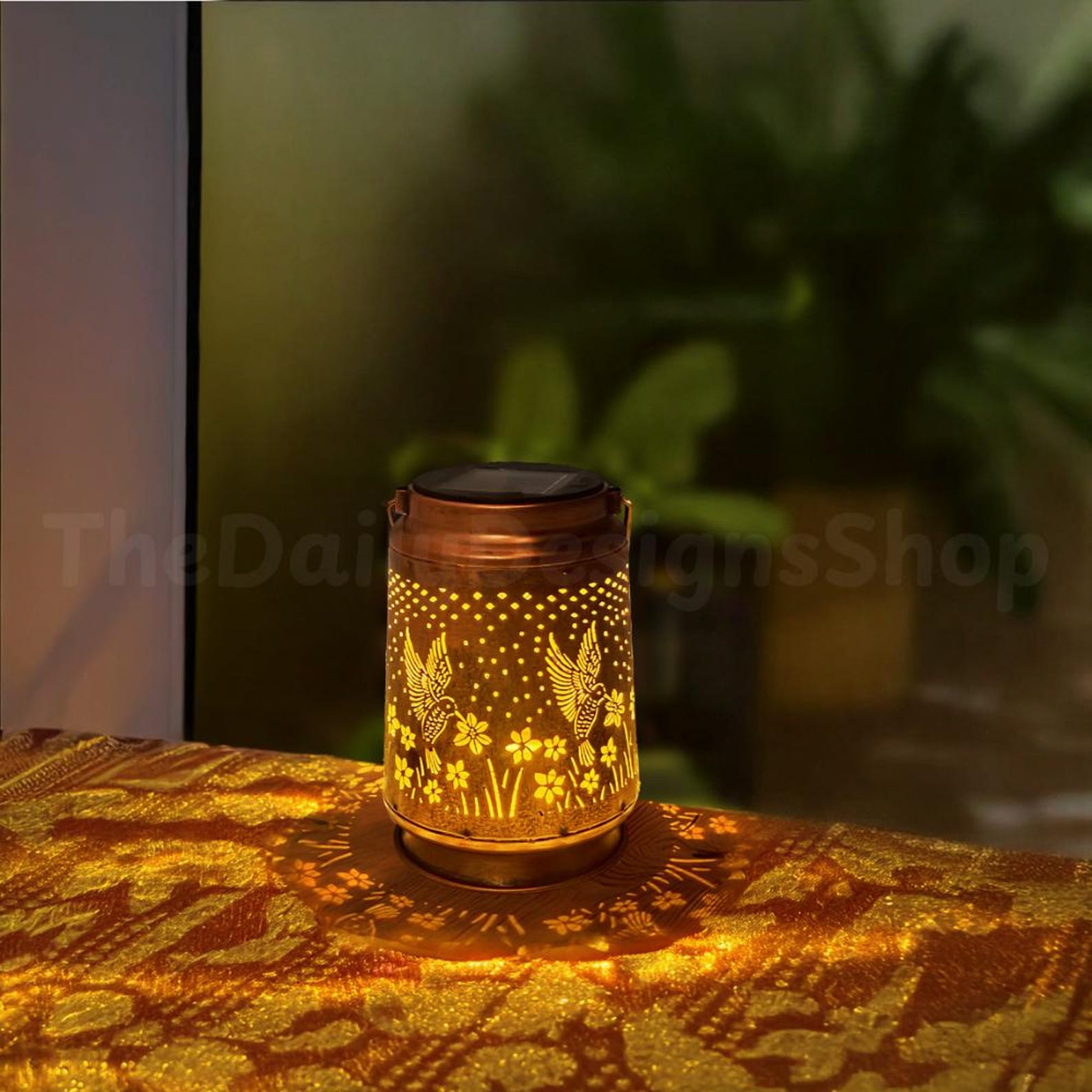 Hummingbird Solar Lantern: Metal Cut-out Outdoor Hanging Light - Etsy