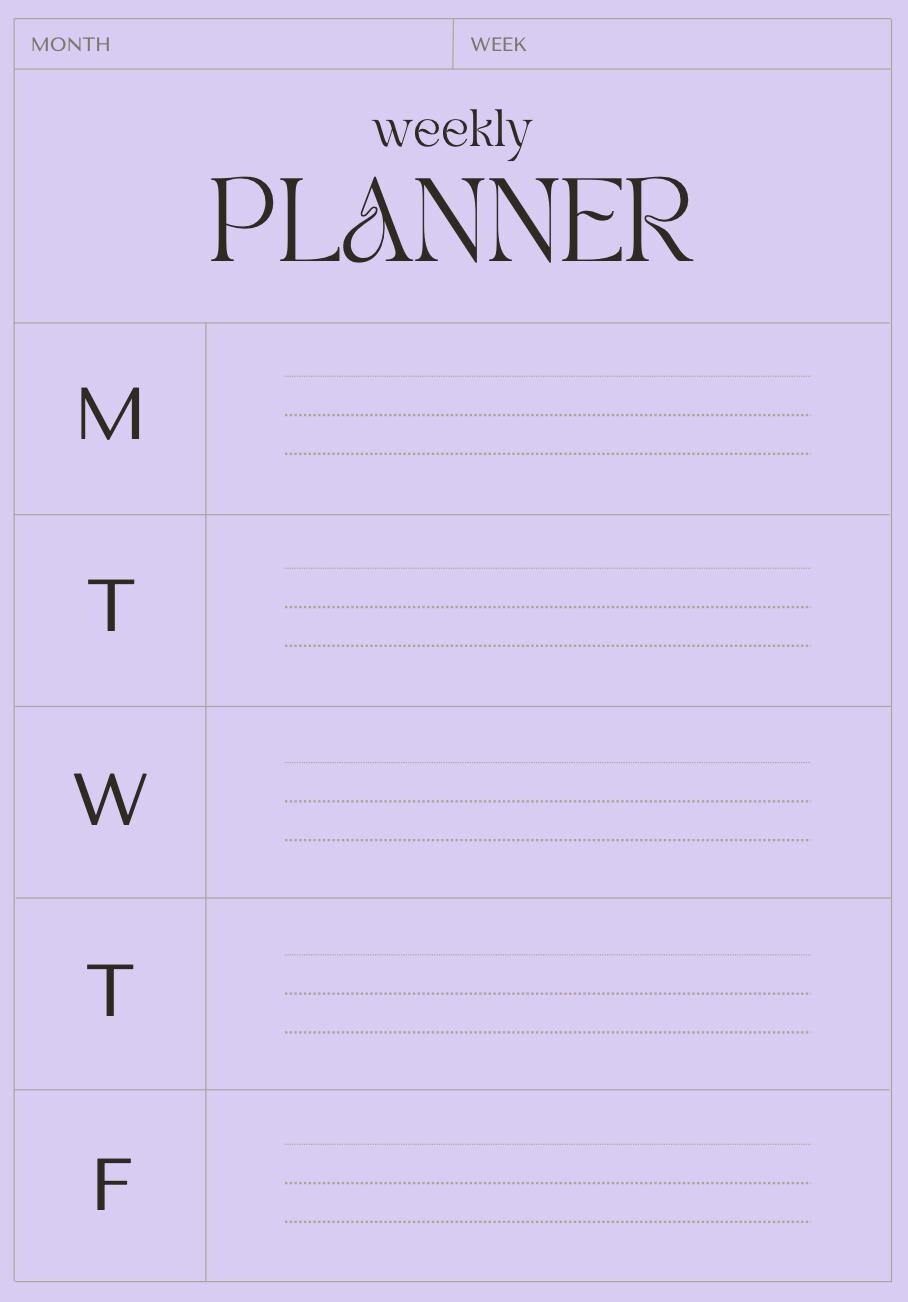 Purple Minimalist Weekly Planner - Etsy