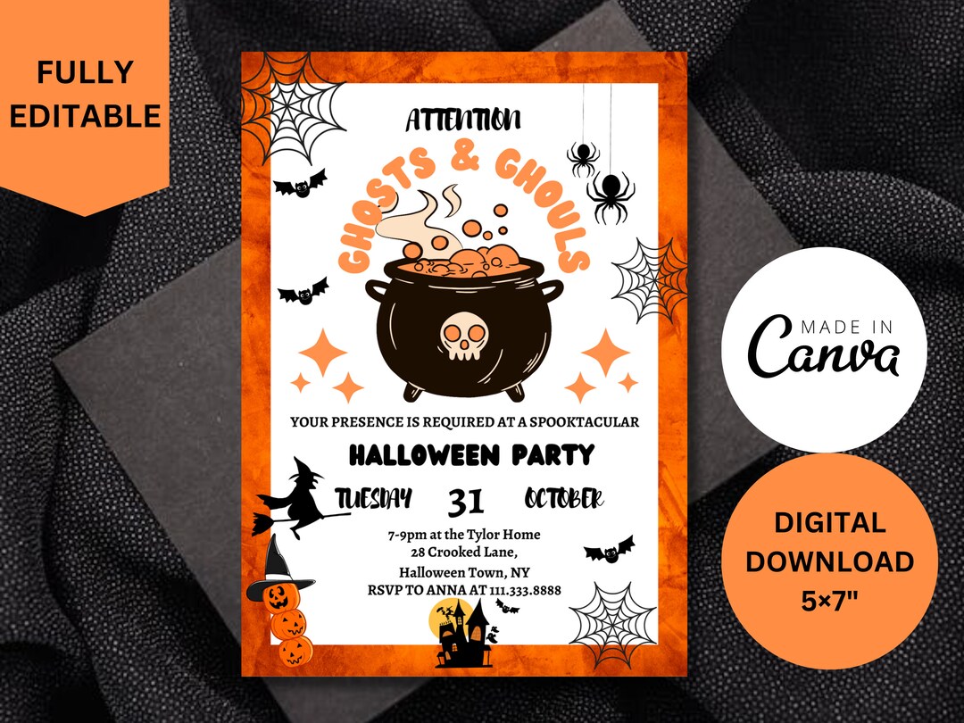Editable Halloween Invitation Halloween Party Invite - Etsy