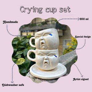 Crying Face Coffee Cup, White Espresso Cup With Crying Face, 200 Ml ...