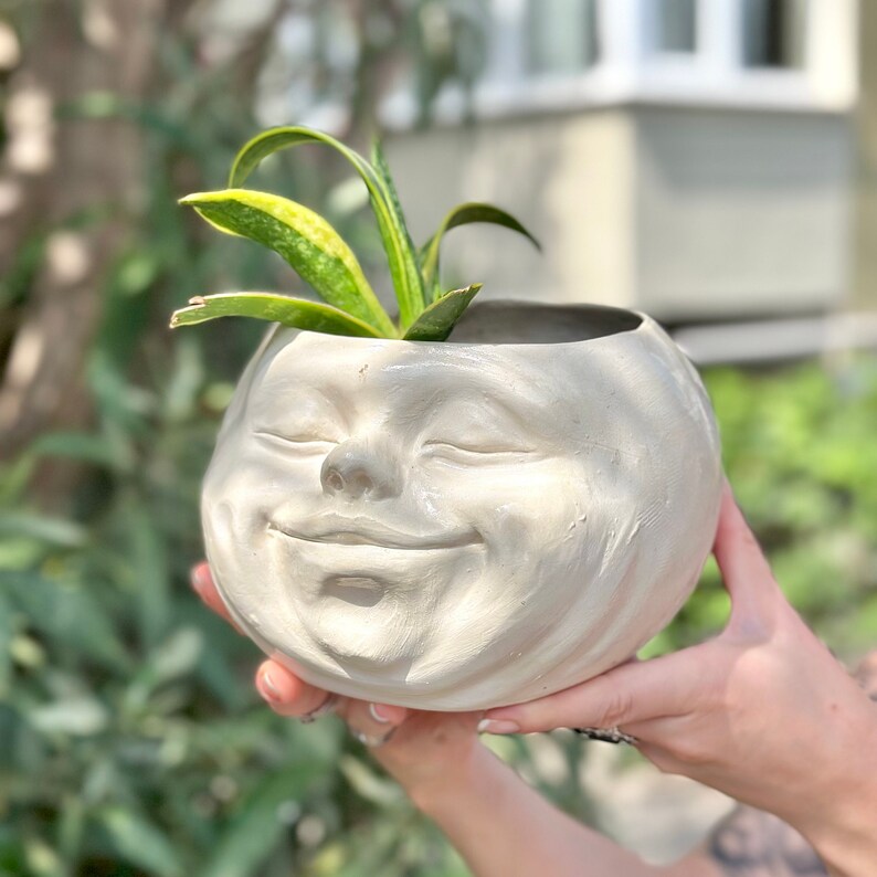 Face Planter Housewarming, Succulent Pots Ceramic Planter, Unique ...
