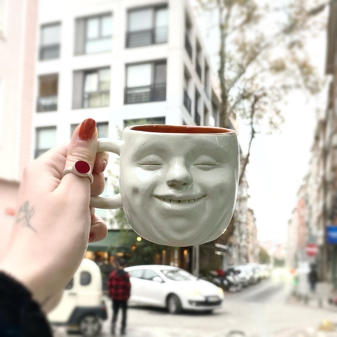 Handmade Smiley Mug, Pottery Mug, Creepy Cute Unique Coffee Mugs, Tea ...