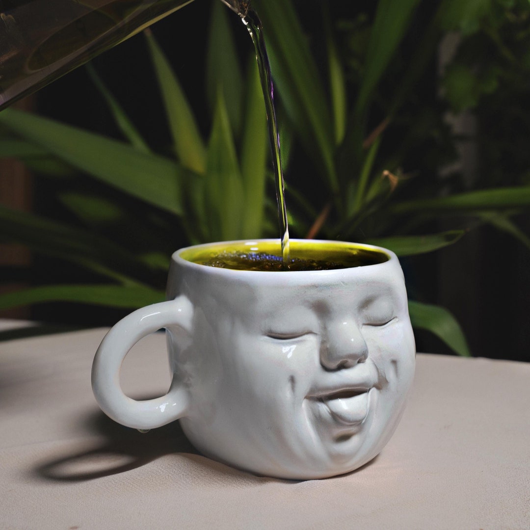 Handmade Funny Face Coffee Mug, Face Mug Pottery Cup, Handmade Pottery ...