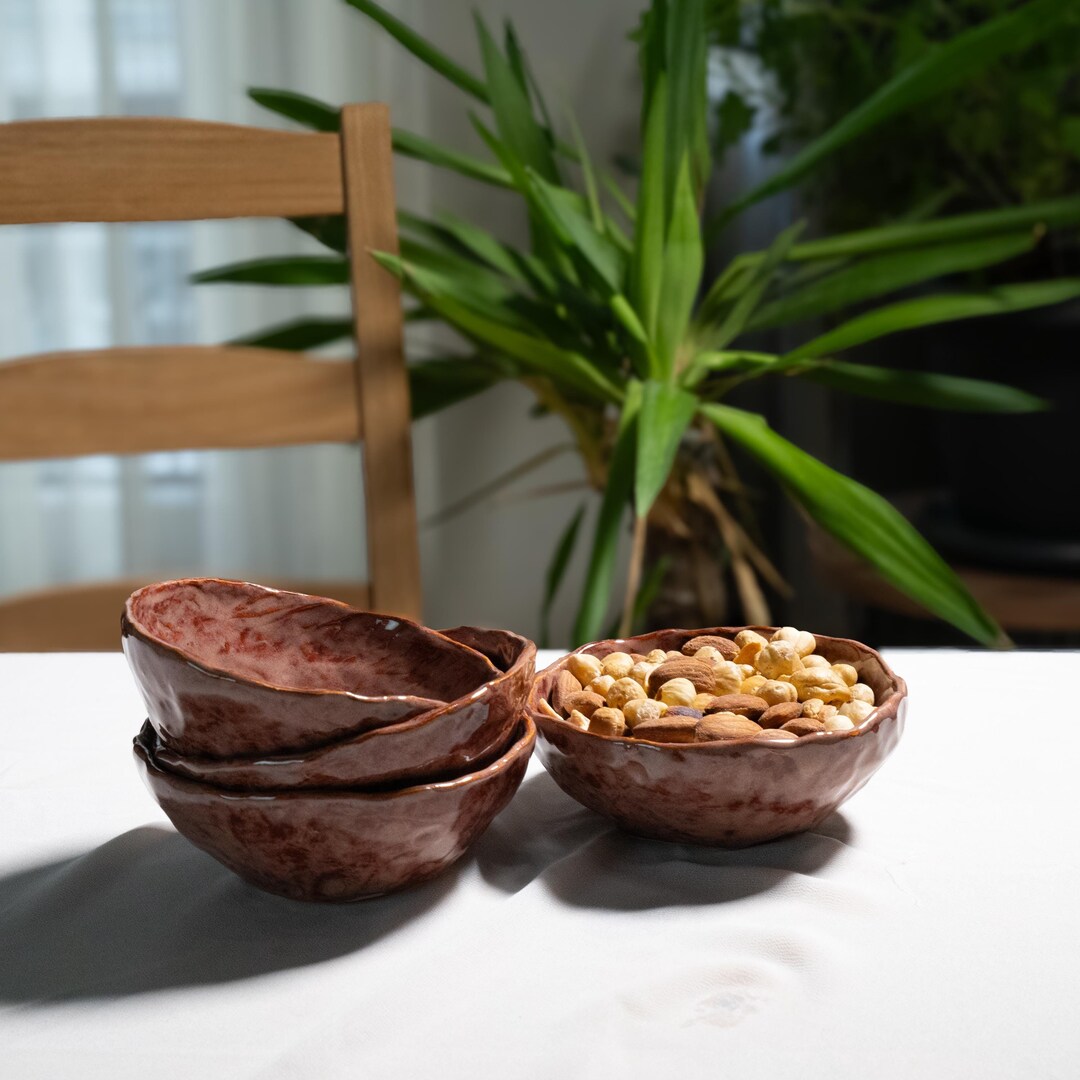 Handmade Ceramic Bowl and Snack Set, Ceramic Medium Bowl, Set of 4 ...