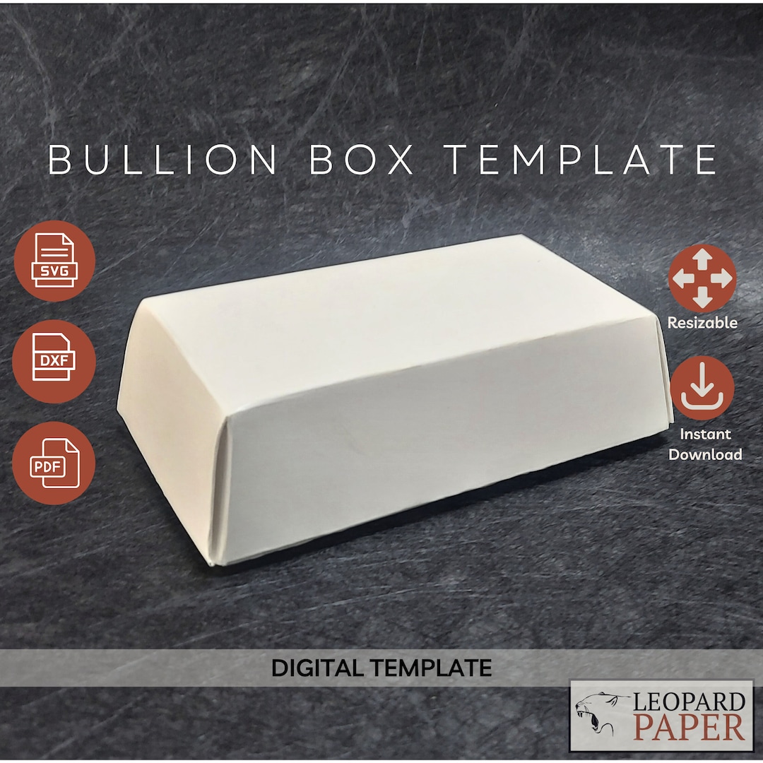 Gold Bar Shaped Box SVG Bullion Box With Lid Template SVG - Paper ...