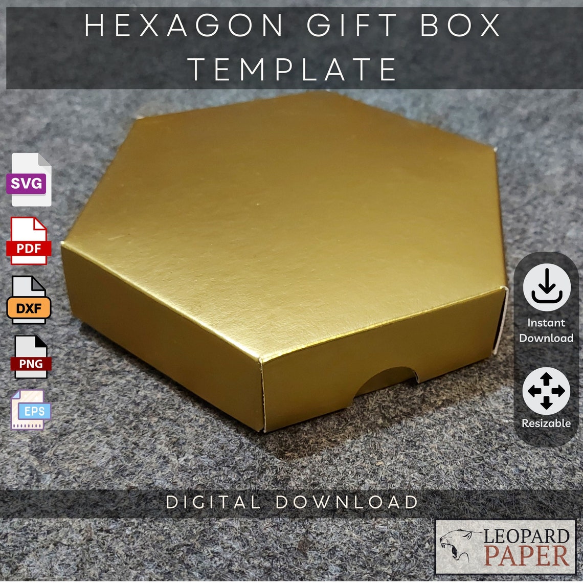 Hexagon Box With Lid Template No Glue Box 6-sided Polygon Gift Box With ...