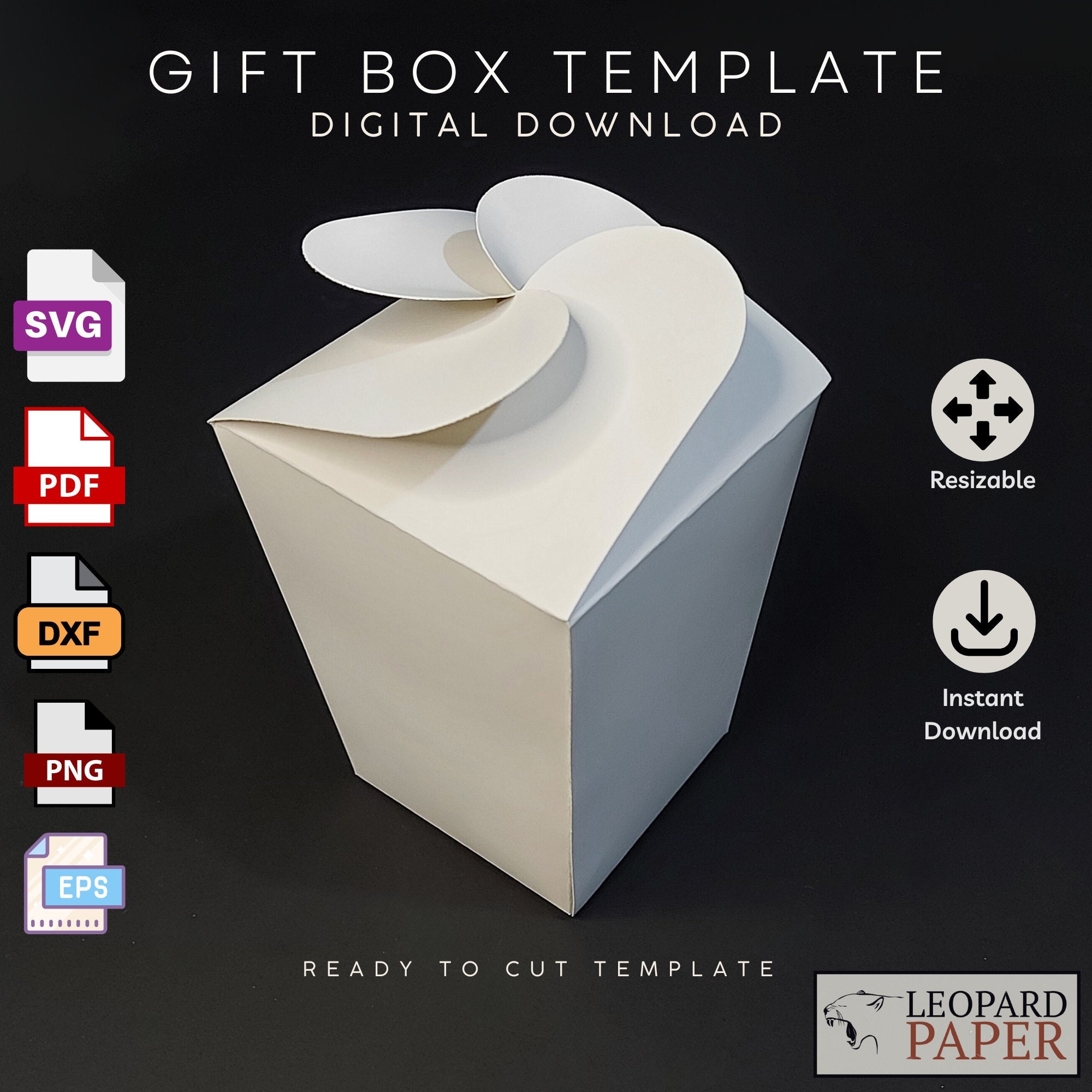 Four Leaf Gift Box Template SVG - Candy Box Conical Wedding Favor Box - Birhtday Party Suprise ...