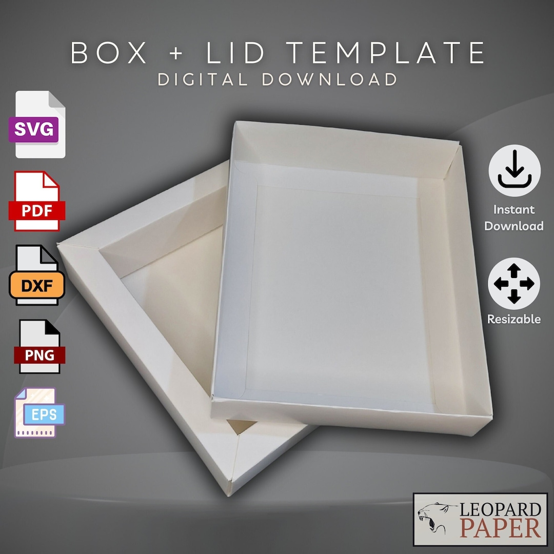 Tray Box With Lid SVG -gift Box Four Fold - Storage Box Template Cricut ...