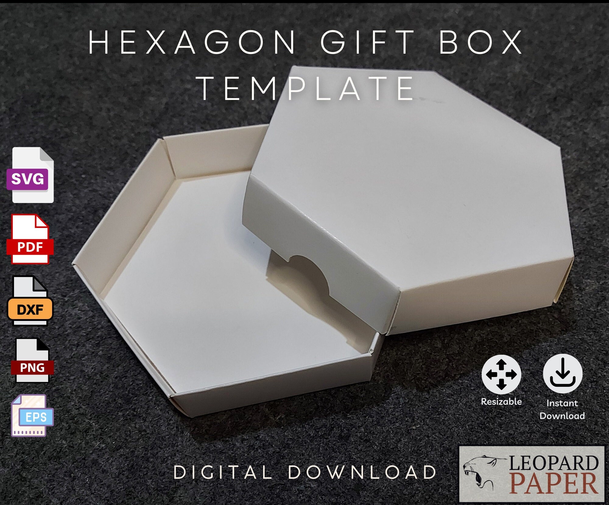 Hexagon Box With Lid Template No Glue Box 6-sided Polygon - Etsy Canada