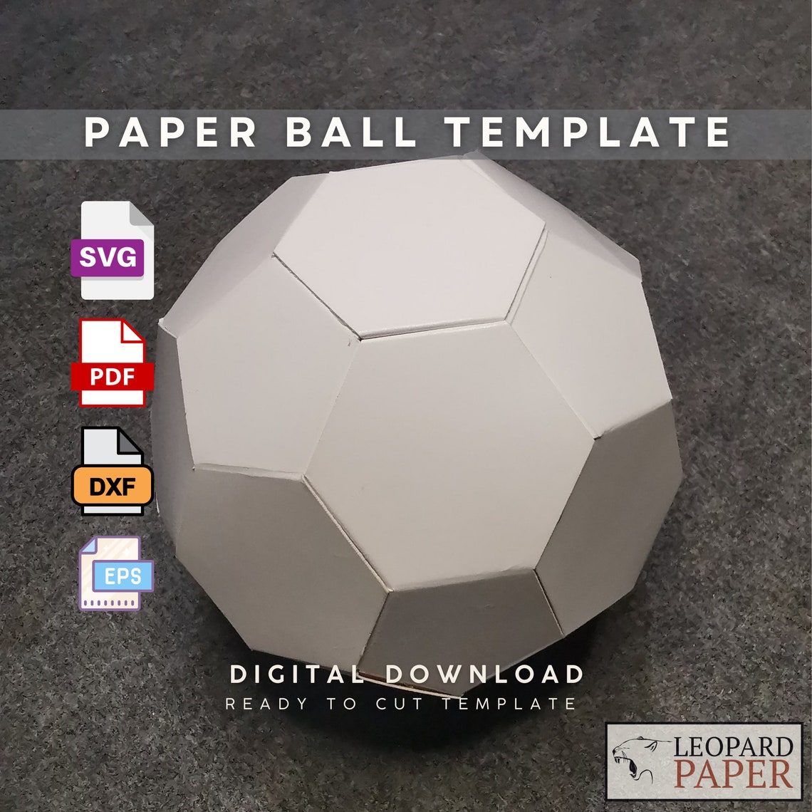 Paper Ball Template SVG - Soccer Ball Paper Toy - Cricut Template for ...
