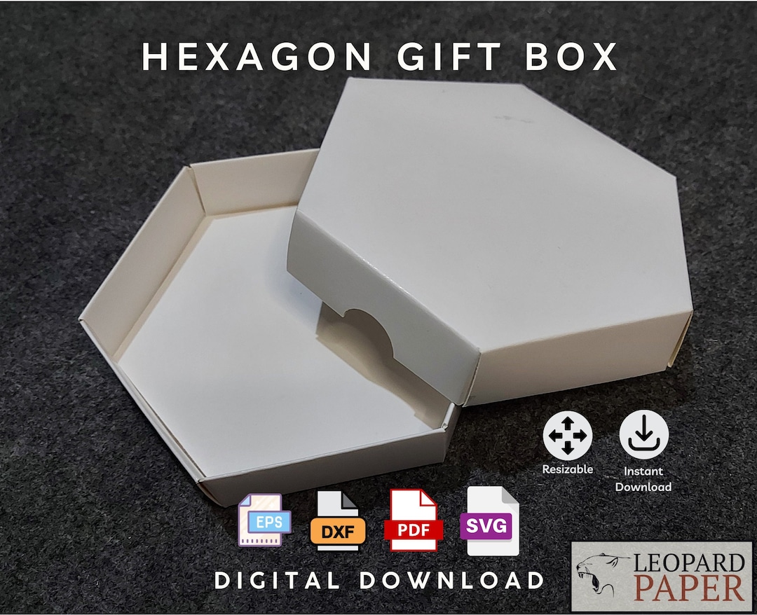 Hexagon Box With Lid Template No Glue Box - 6-sided Polygon Gift Box With Lid SVG Cricut ...