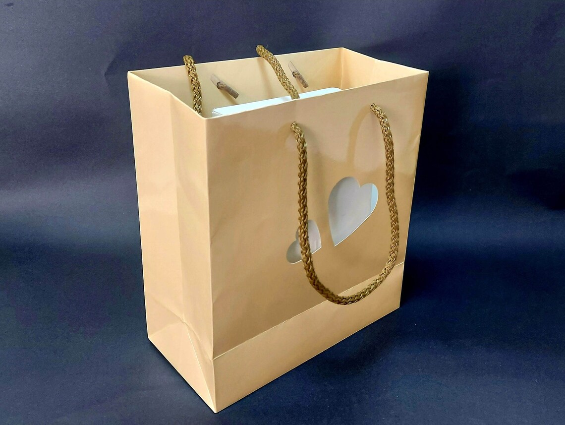 Paper Bag SVG Template With Heart Window Gift Bag Paper - Etsy