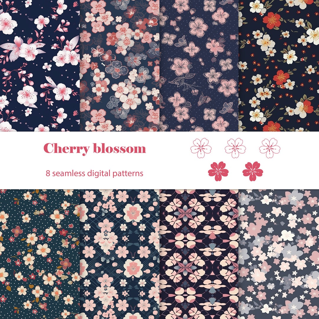 Cherry Blossom Patterns, Seamless Pattern, Floral Prints, Instant ...