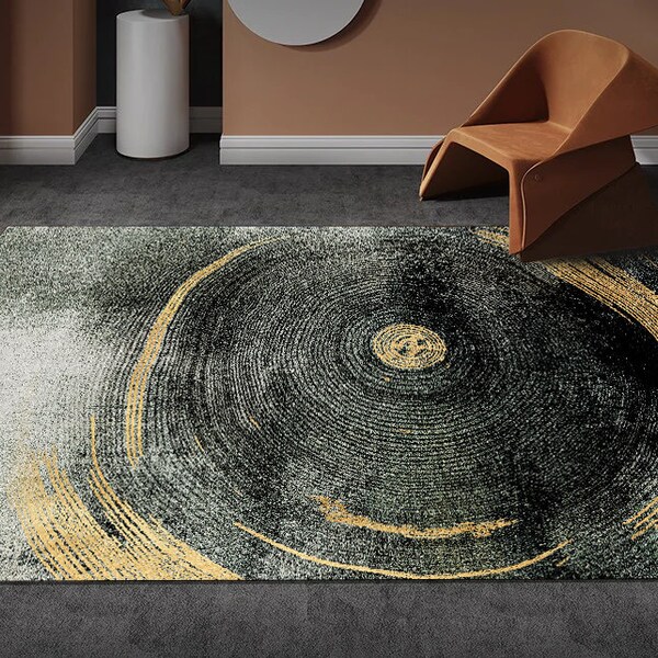 Gold Black Area Rug - Etsy