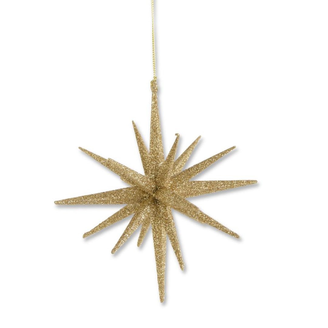Glittered Star Ornament, Gold Star Christmas Hanging Ornament, Star ...