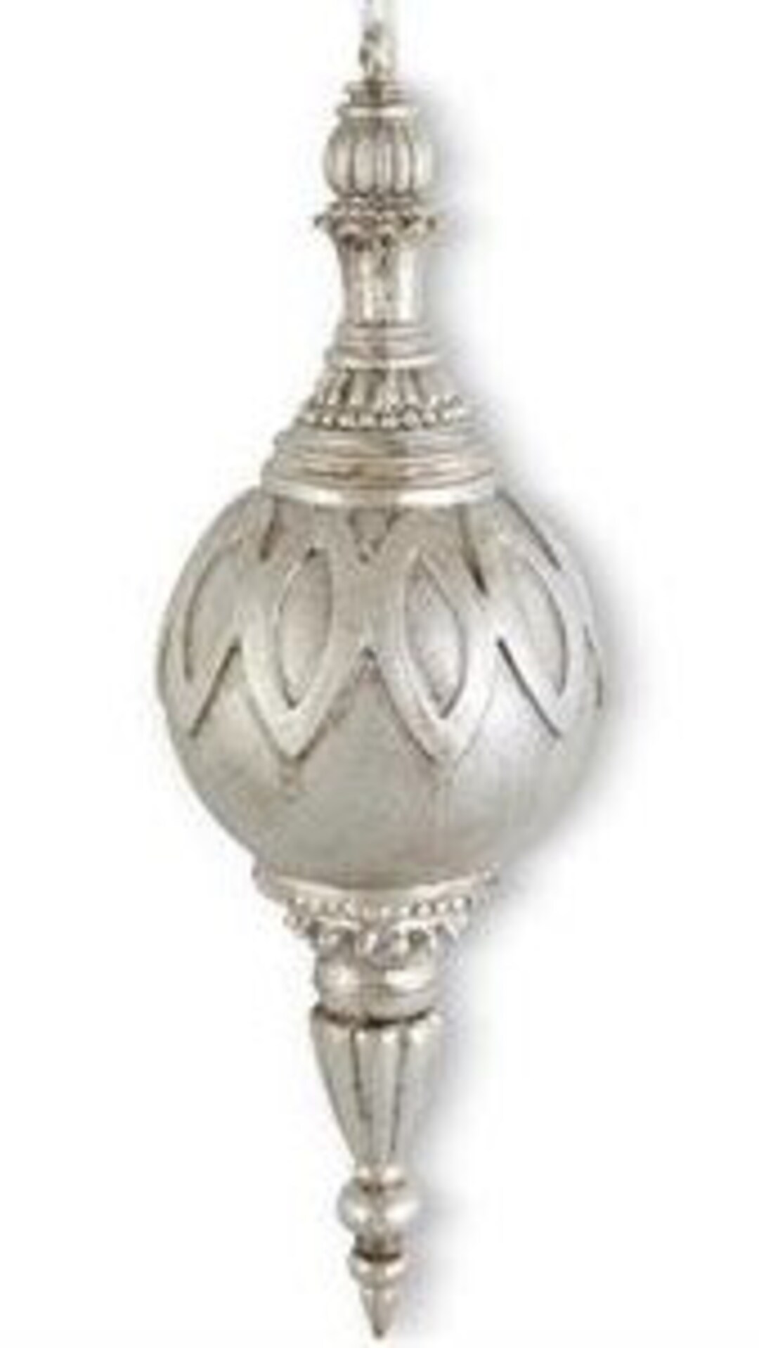Glittered Metallic Pewter Finial Ornament | Shatterproof Ornament ...