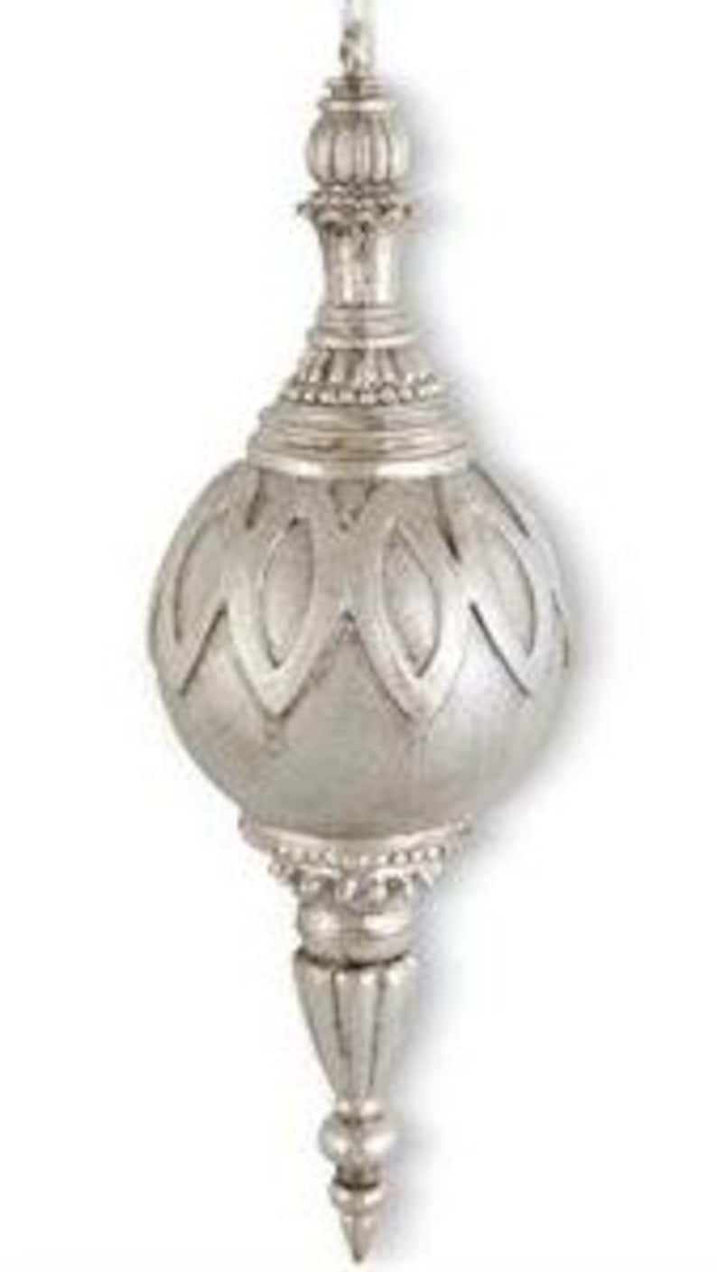 Glittered Metallic Pewter Finial Ornament | Shatterproof Ornament ...