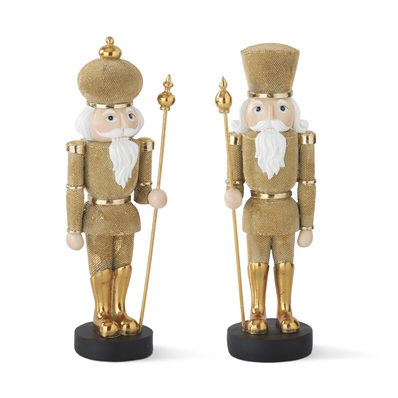 Gold Beaded Soldiers Wooden Nutcrackers | Gold Christmas Decor ...