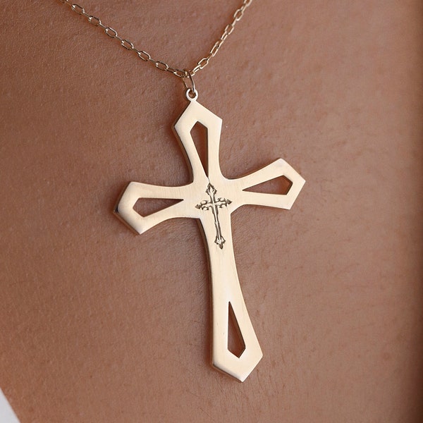 18k Gold Cross - Etsy