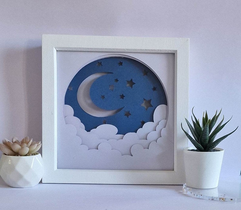 Cloud Sky Light Box, Shadow Box, 3D, Night Time, Cricut, Silhouette ...