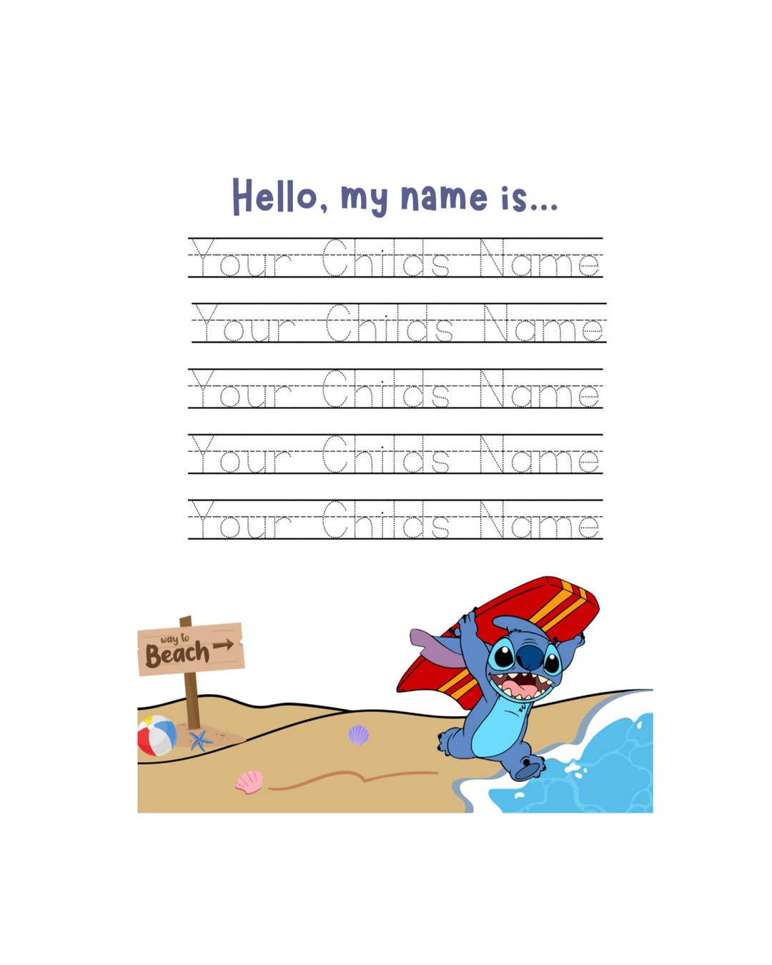 Personalized Name Tracing Stitch Theme - Etsy